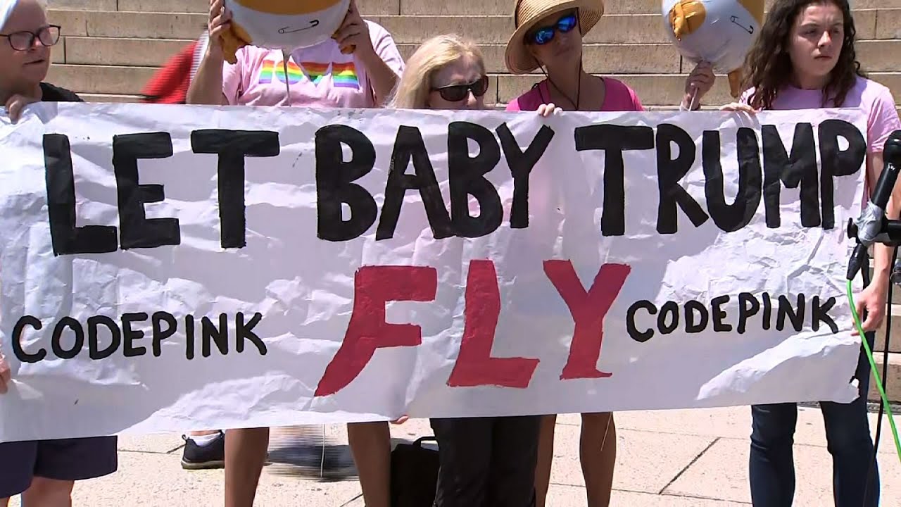 Code Pink outlines 'Baby Trump' protest plans - YouTube