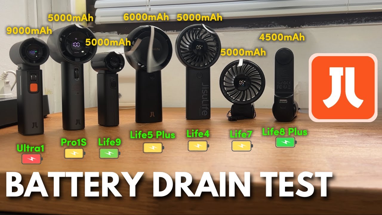 BATTERY DRAIN TEST - All Jisulife Handheld Fans Tested! - YouTube