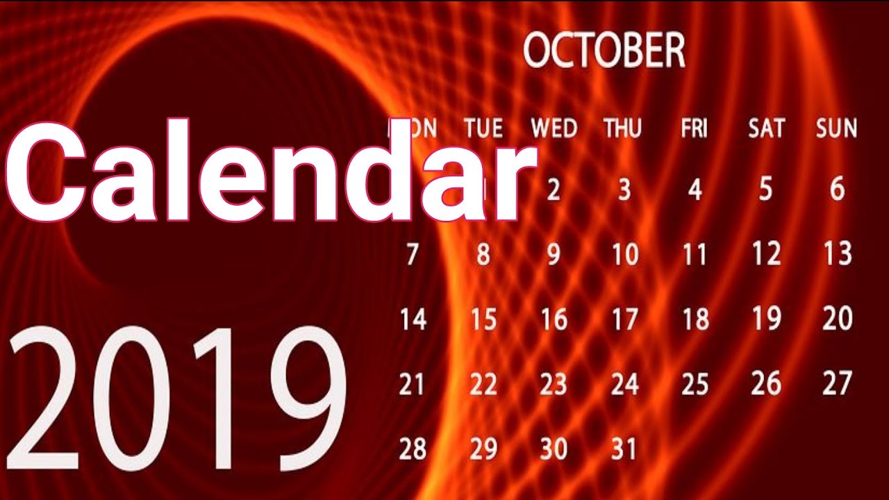 20219 calendar October - YouTube