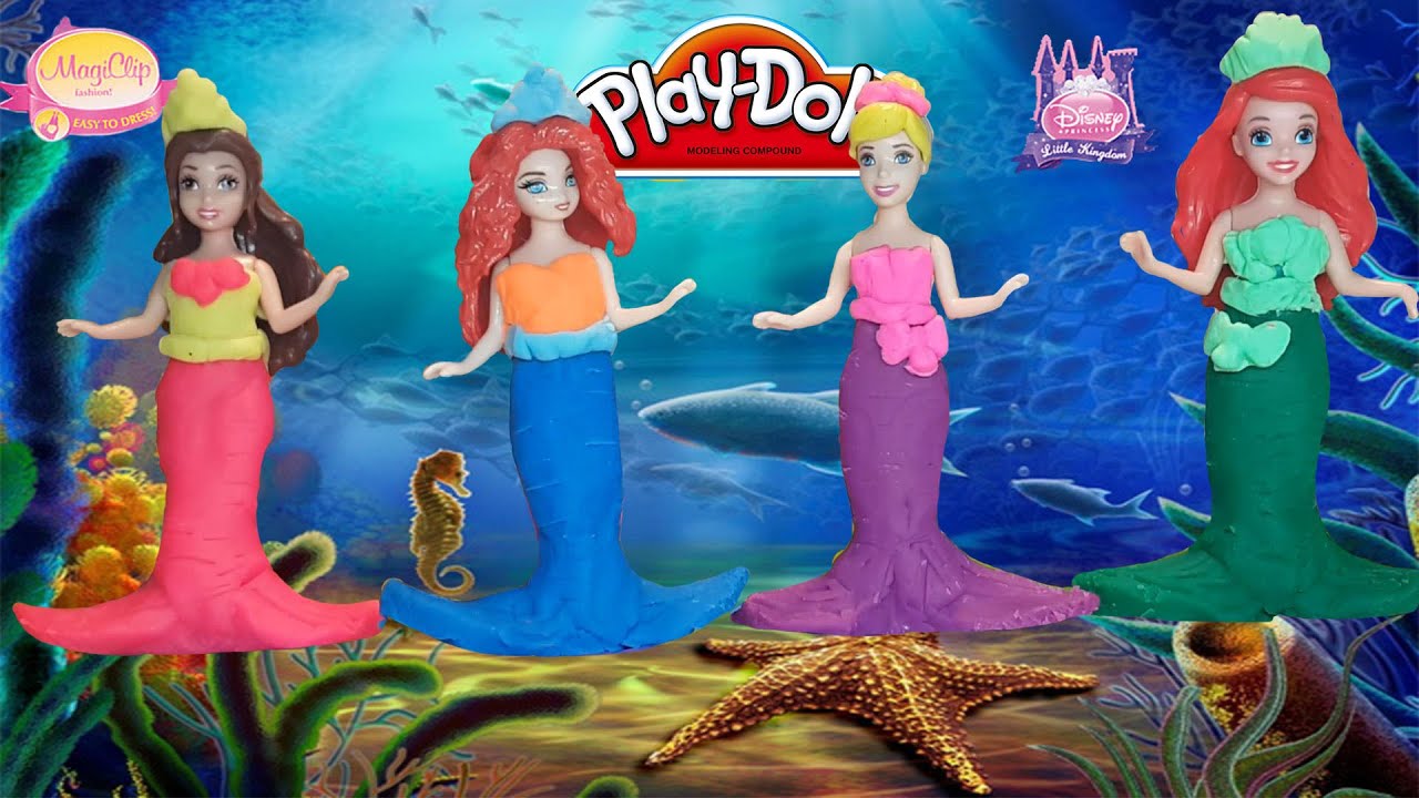 Принцессы Диснея превращаются в русалочек Плей до на русском Play Doh ...