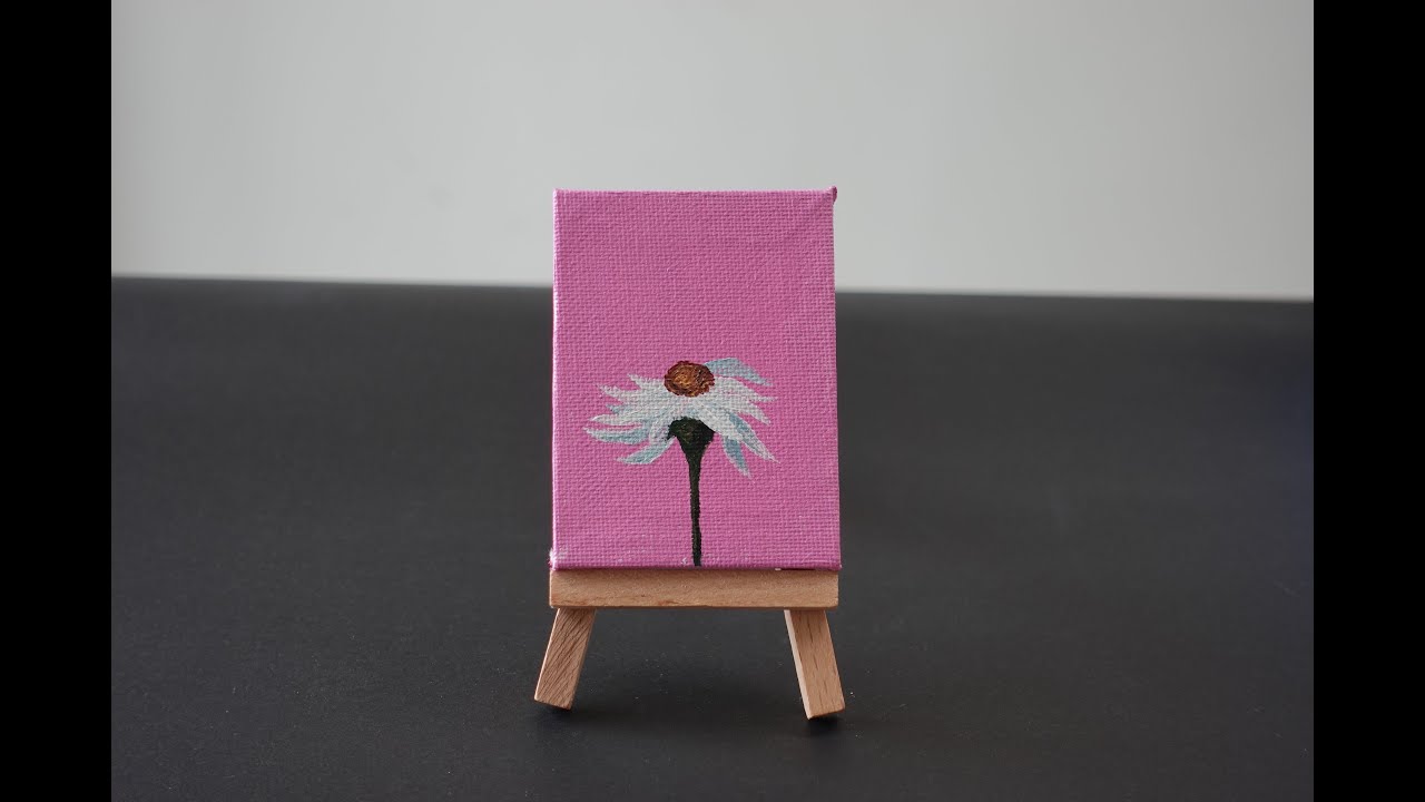 Mini Canvas Painting / Flower Drawing - YouTube