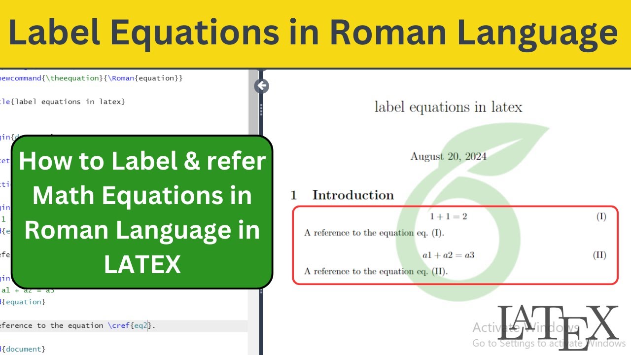 How To Label & Refer Cite Math Equations In Roman | Latex Overleaf
