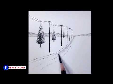 Tek Nokta Perspektif İle Yol Ve Manzara Çizimi | Karakalem Teknikleri Ve Çizim Dersleri