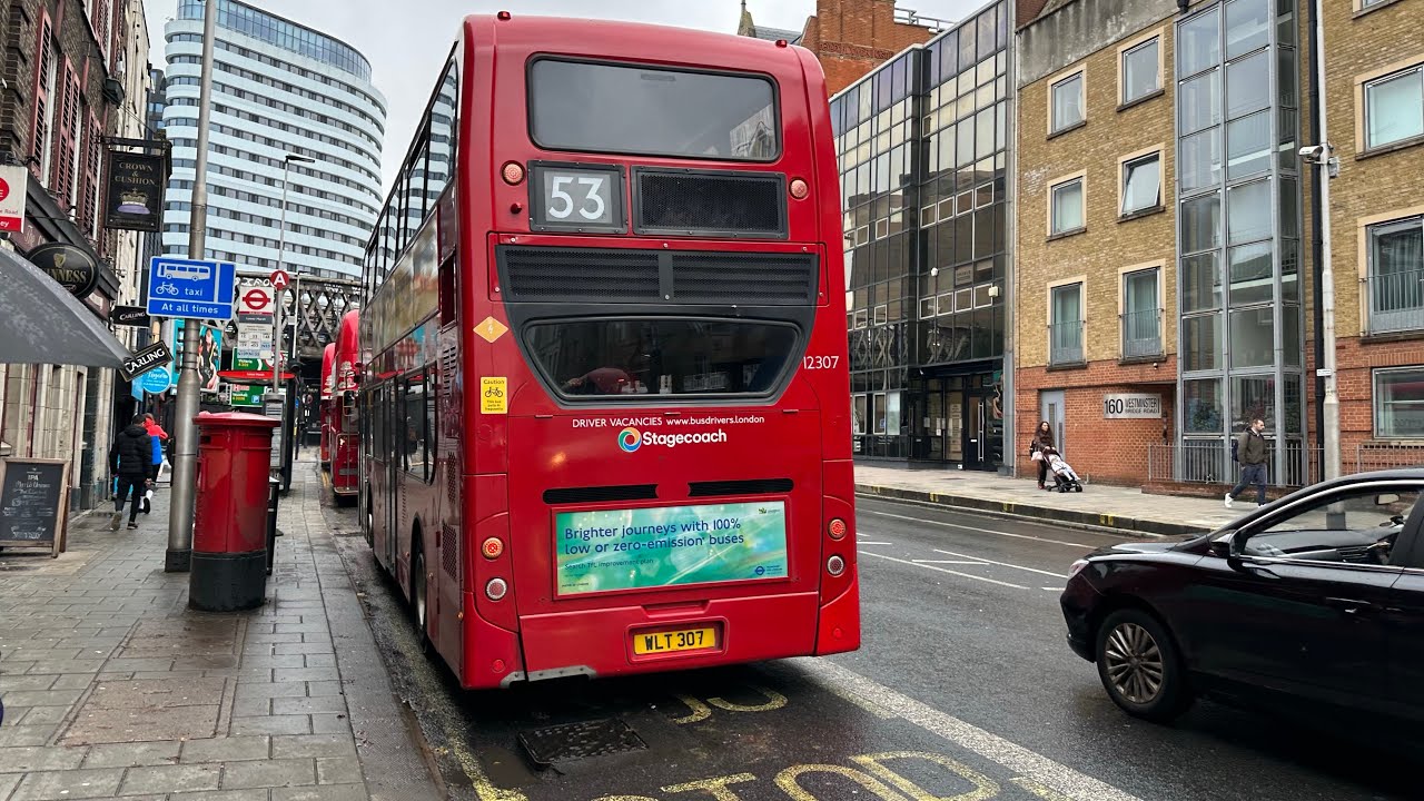 *THRASH* Journey on WLT307 SN14TYC 12307 on route 53 to Lambeth North ...