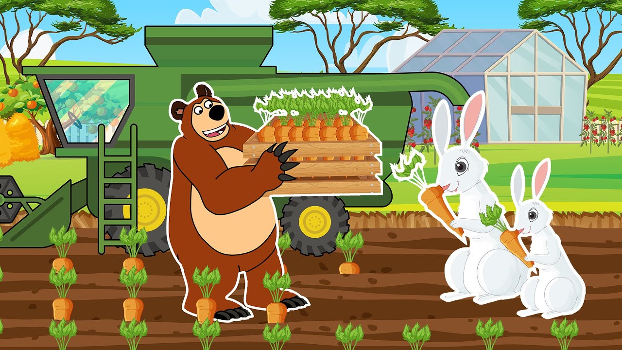 The Bear Farm Life: Farmer Bear Plants and Harvests Carrot Roots for ...