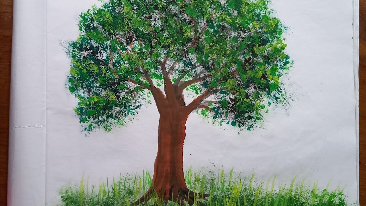 Realistic tree painting | Acrylic painting for beginners # ...
