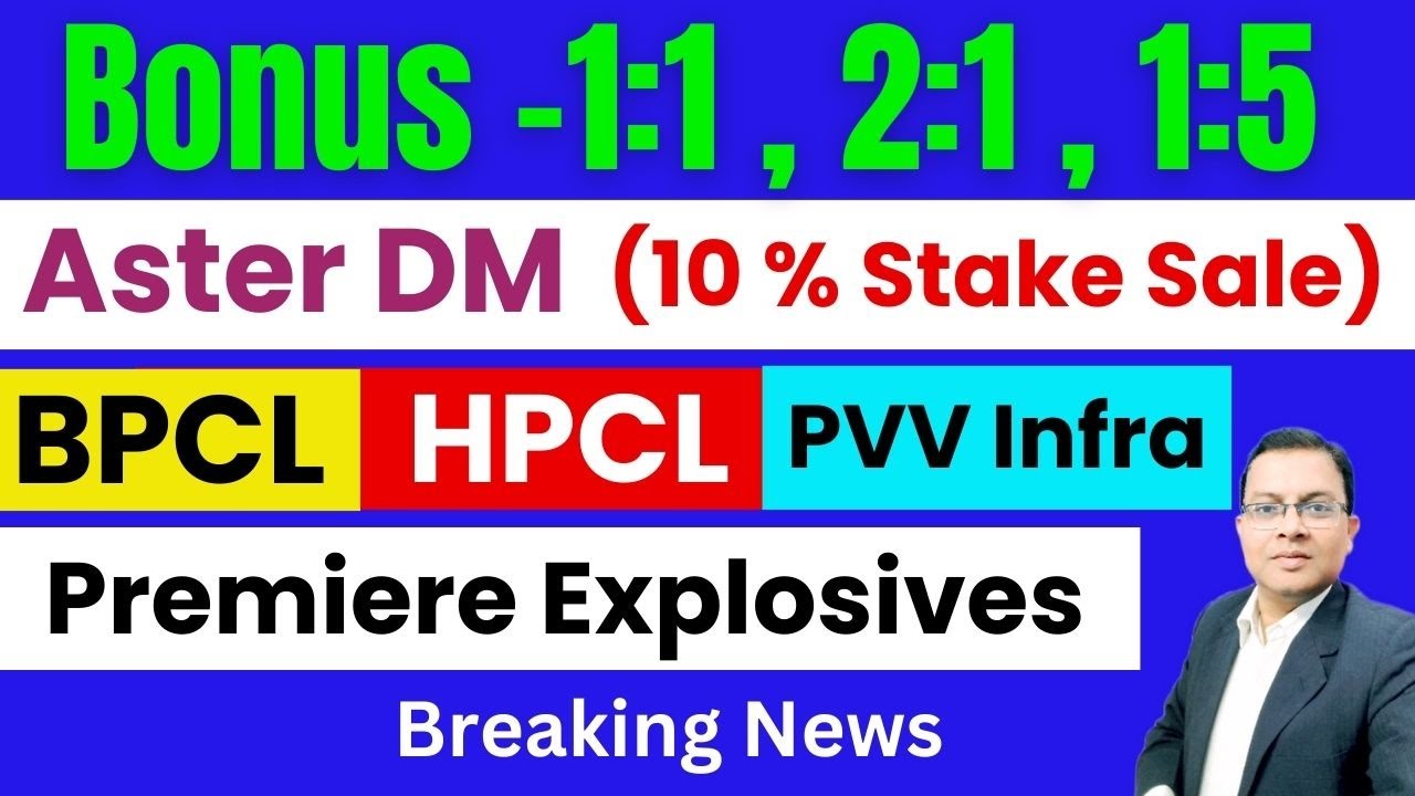 bonus & split I BPCL Bonus I HPCL Bonus I Aster dm share news I PVV ...