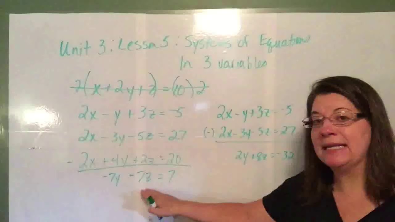 Alg. 2 Unit 3 Lesson 5: Solving Systems of Equations in 3 Variables ...