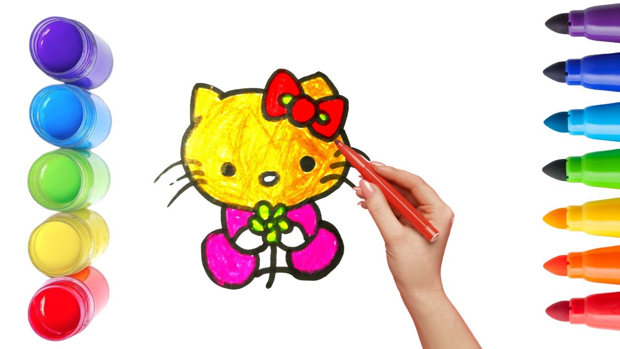 How To Draw cute hello kitty Drawing, Painting & Coloring For Kids and ...