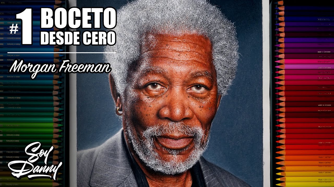 Cómo dibujar a MORGAN FREEMAN Hiperrealista con lápices de colores 1 de ...