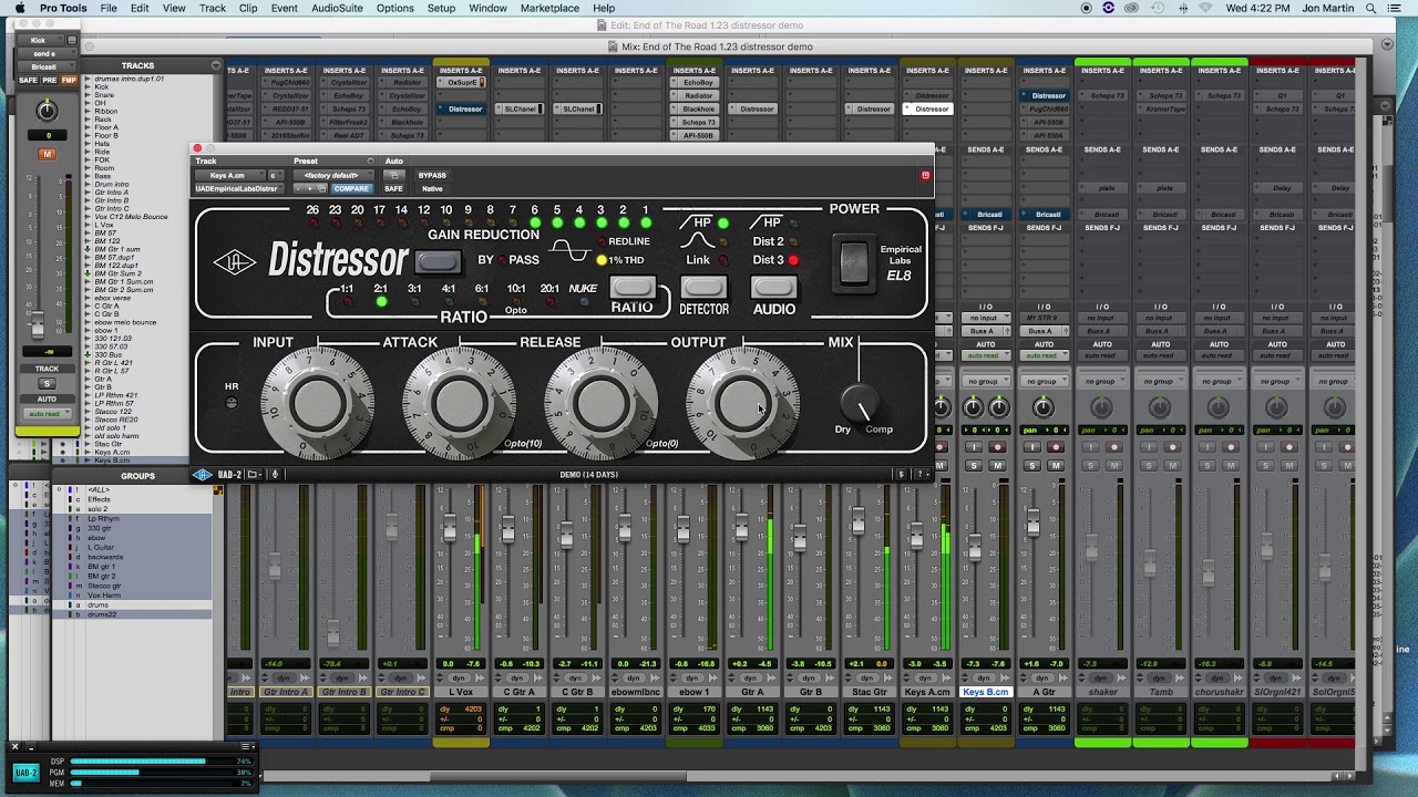UAD Distressor EL8 plugin demo - vocals, guitars (Part 2/2) Universal ...