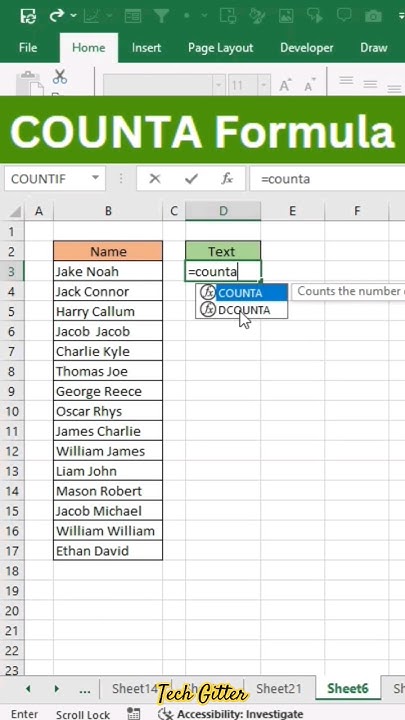 COUNTA Formula Excel - YouTube
