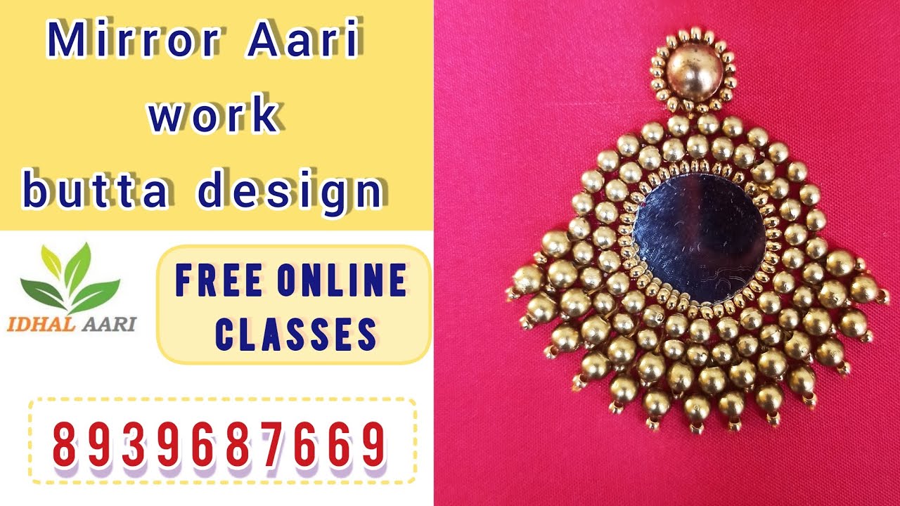 Mirror work butta design in aari | tamil | beginners | beads | easy ...