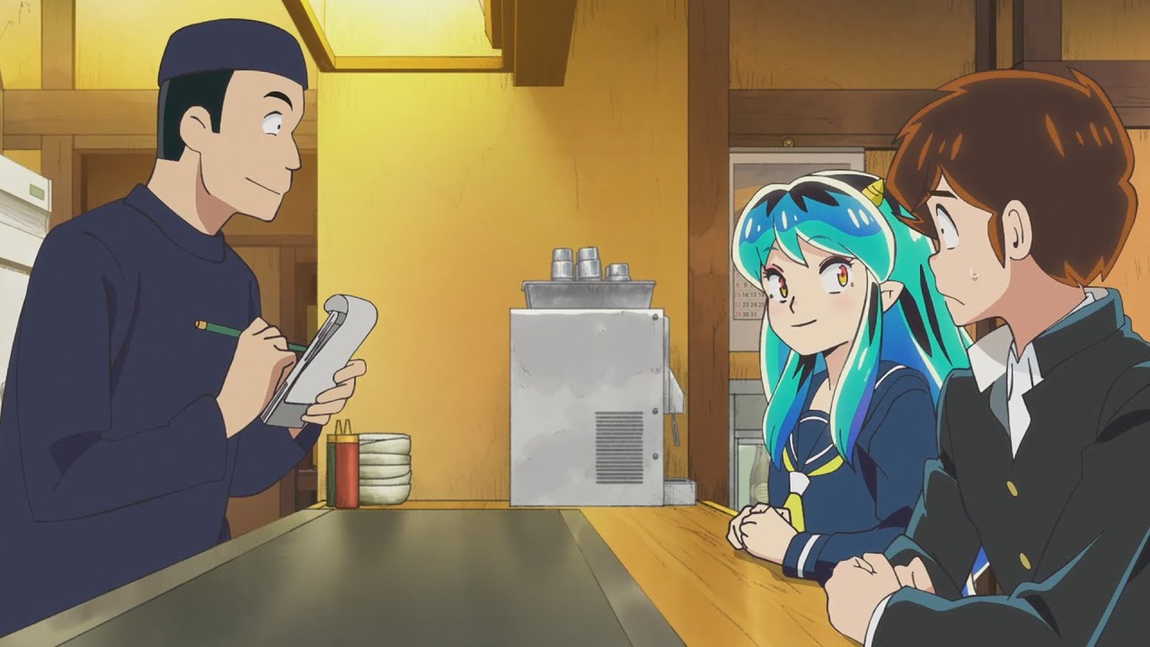 Ataru discover a quiet restaurant. Lum is fan of spicy foods ...