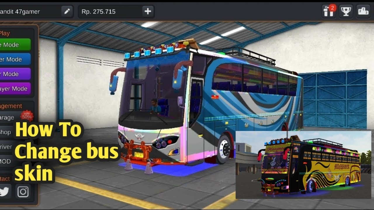 How To Change bus skin bus simulator indonesia #skin add #viral #bussid ...