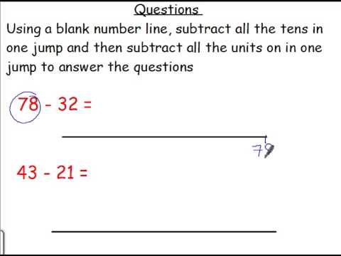 Subtraction 4 Using a blank number line taking the tens off in one step ...