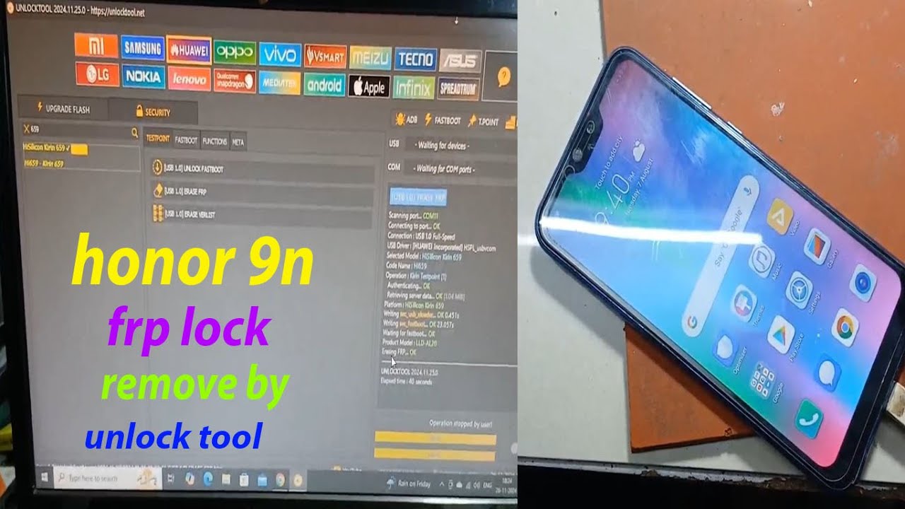 honor 9n frp lock unlock 🔓 by unlock tool. - YouTube