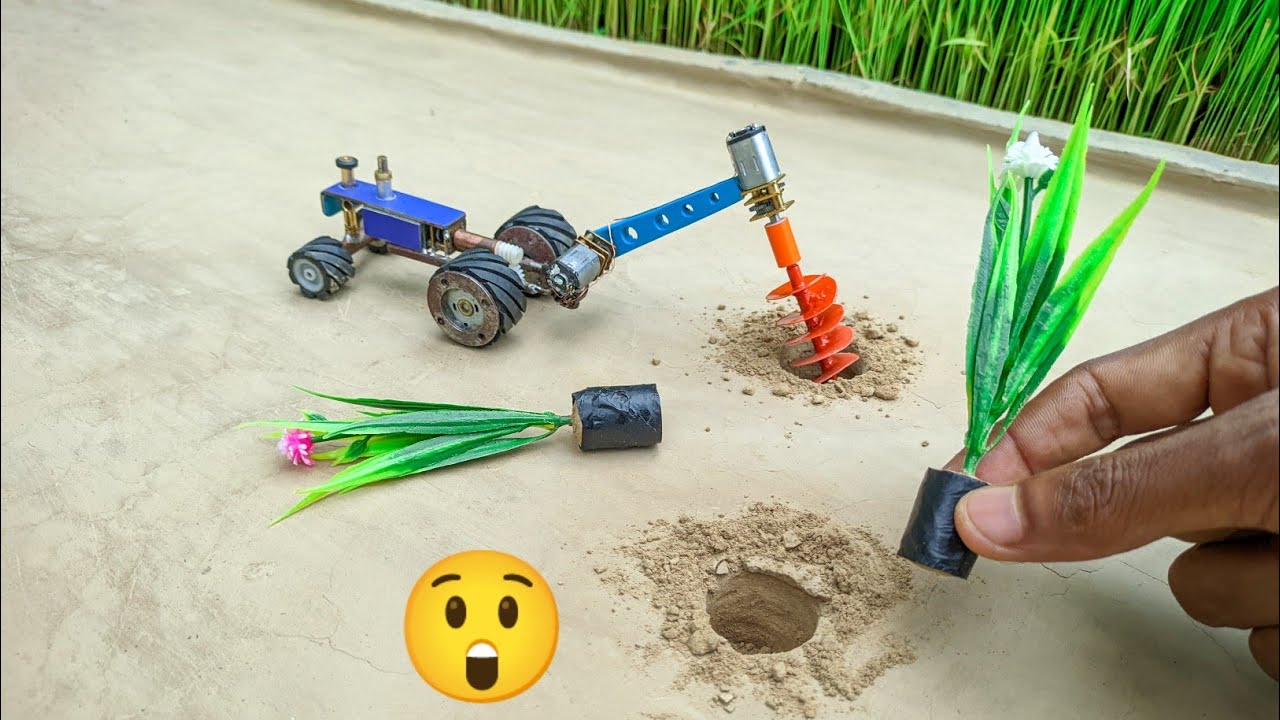 diy tractor tree planting machine par 2 | mini tractor | mini creative ...