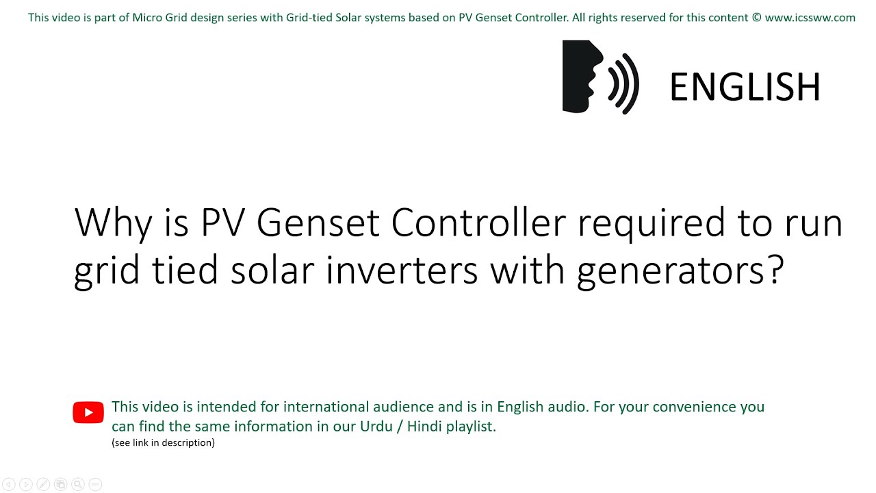 Why is PV Genset Controller required to run grid tied solar inverters ...
