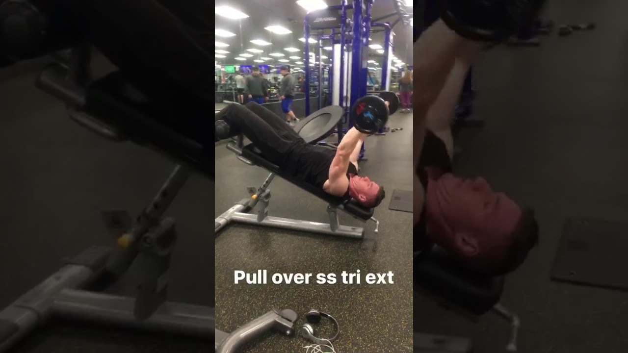 Barbell pullover with decline skill crusher - YouTube