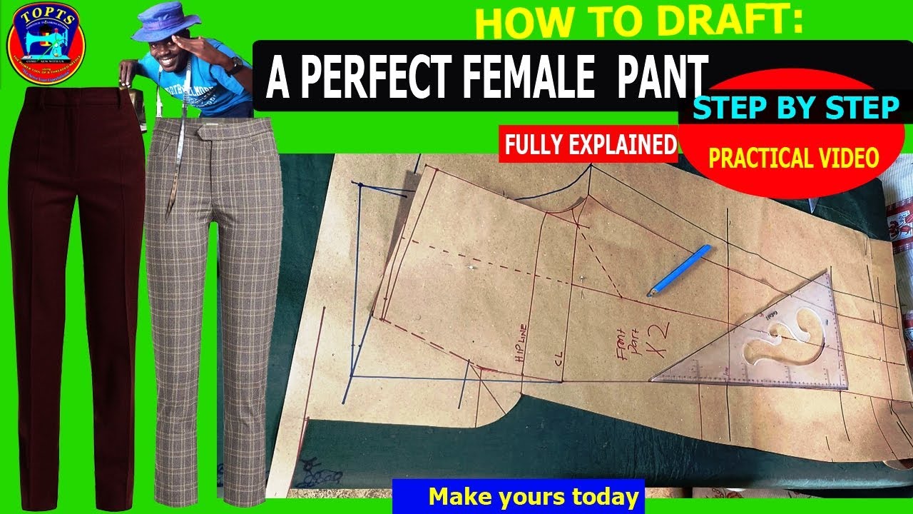 how to draft a perfect female pant #topts - YouTube