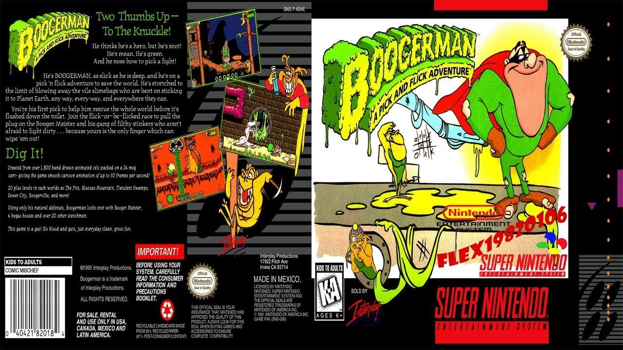 Super Nintendo (Snes) 16-bit Boogerman A Pick and Flick Adventure Long ...