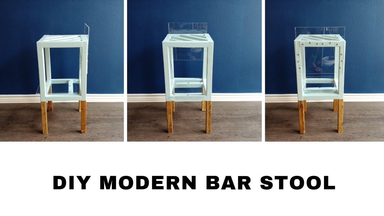 DIY Modern Bar Stool Made From 2x2's And Plexiglass - YouTube