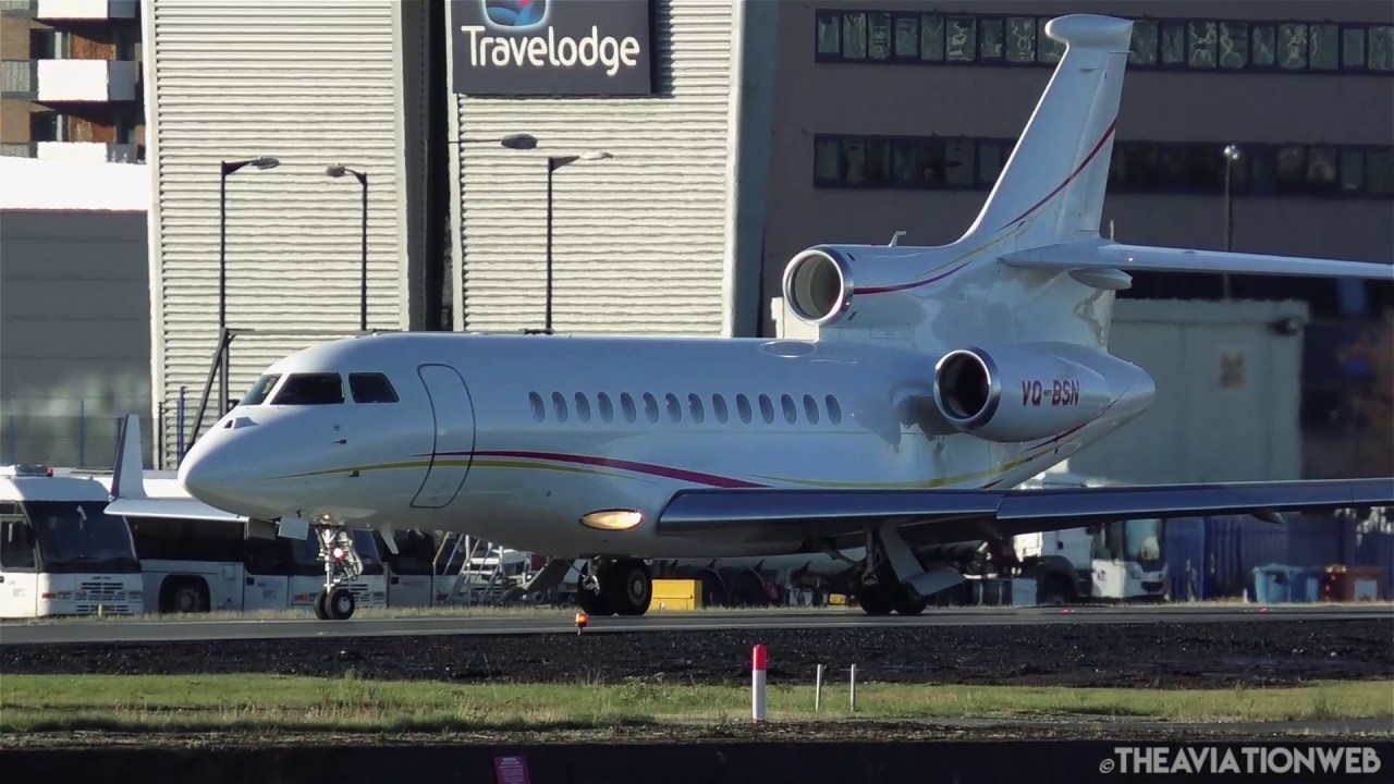 Gorgeous Dassault Falcon 7X POWERFUL SHORT departure from London City ...