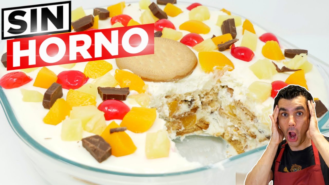 Postre de GALLETAS MARÍA y FRUTA cremoso y delicioso 😋🍰😍Pastel fácil ...