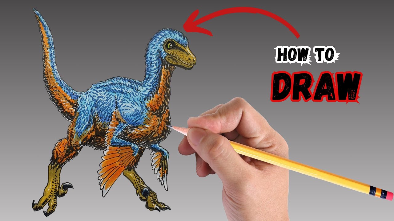 HOW TO DRAW AN ACCURATE DINOSAUR.....(INKTOBER DAY 12 Dromaeosaurus ...