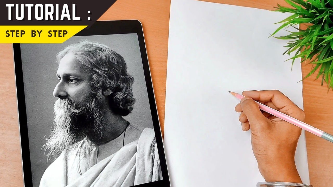 Rabindranath Tagore Drawing Tutorial || Rabindranath Tagore sketch ...