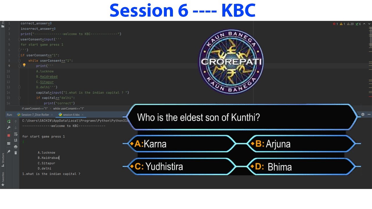 Project Kbc In Python Making Kbc Project Youtube 7918