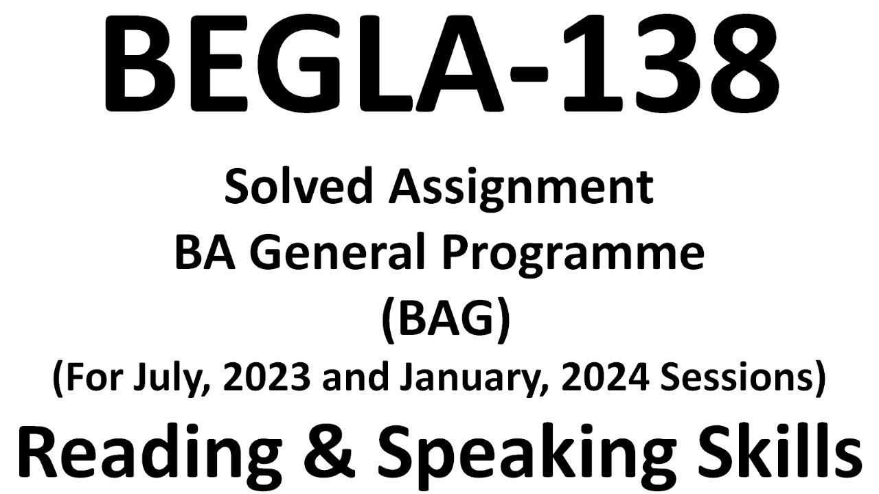 begla-138 / begla 138 solved assignment 2023-24 / begla 138 Reading ...
