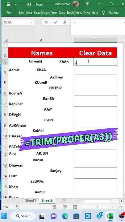 Amazing excel tricks TrimProper formula #shorts #excel - YouTube