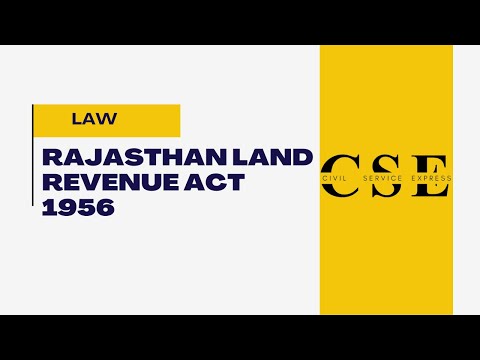 RAJASTHAN LAND REVENUE ACT 1956 | RAS, UPSC, RAS MAINS, RAS LAW - YouTube