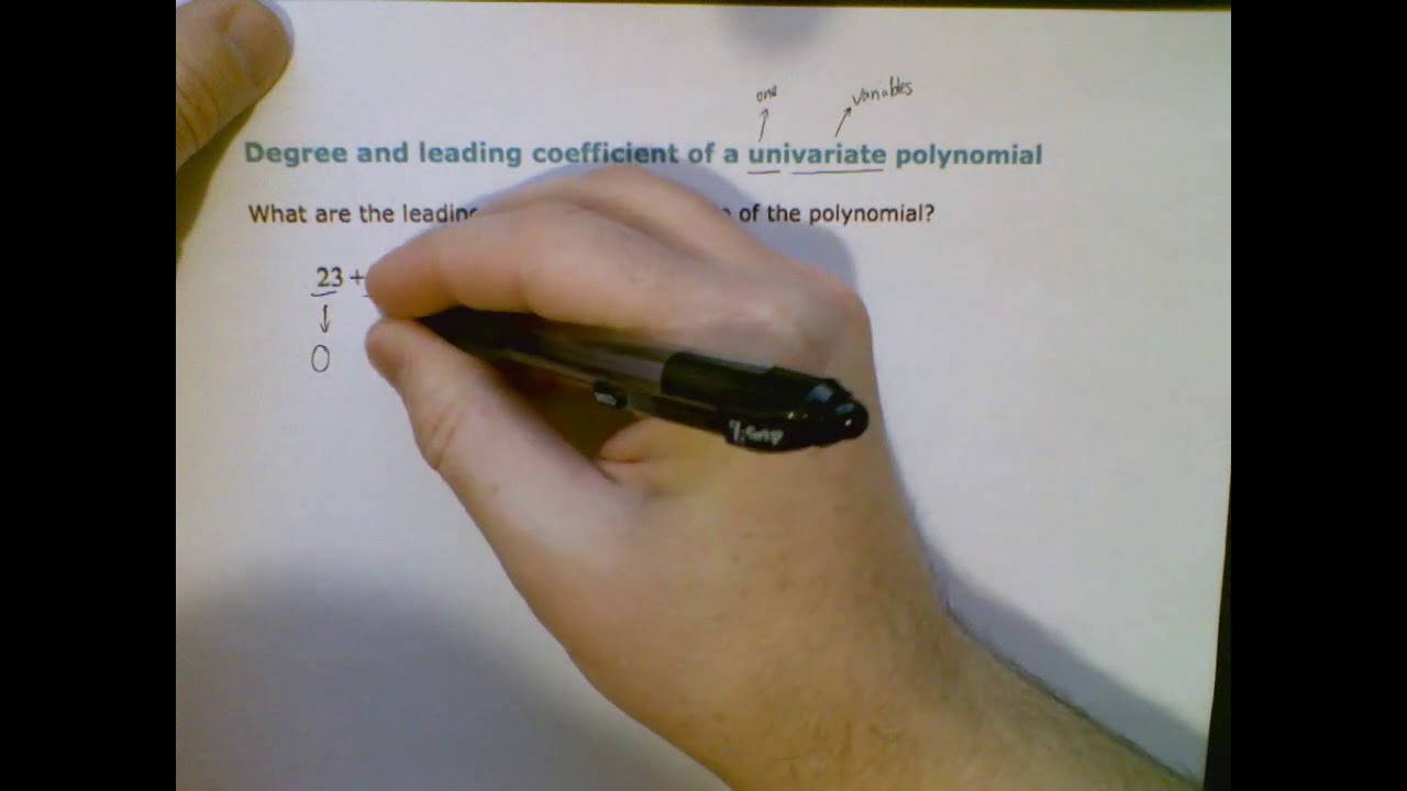Algebra 1 - Degree and leading coefficient of a univariate polynomial ...