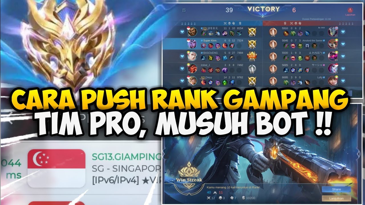 PUSH RANK PAKAI VPN TERBARU 2024 MOBILE LEGENDS || CARA PUSH RANK DAPET MUSUH BOT !! - YouTube