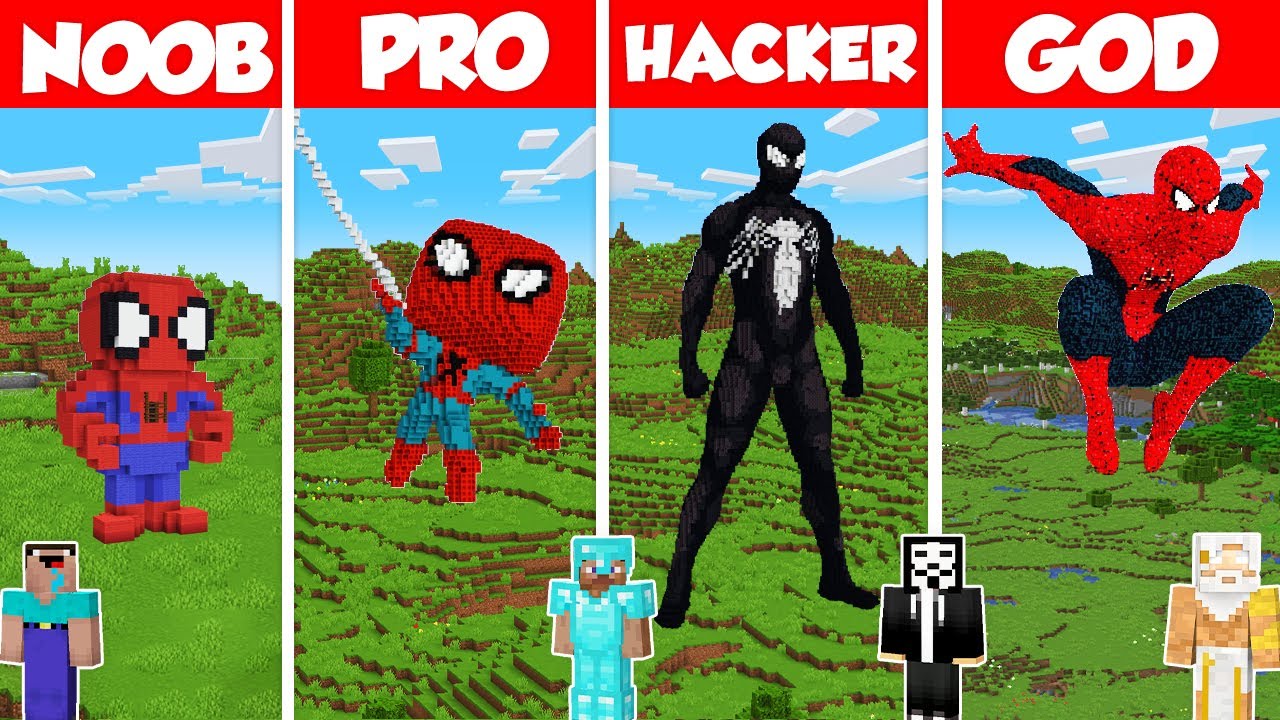 Spider-Man Statue Build Battle Challenge - Noob vs Pro vs Hacker vs God ...