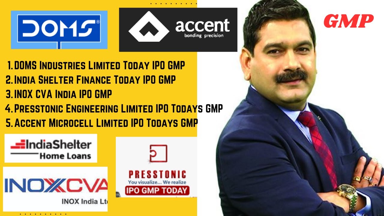 Inox CVA IPO GMP, India Shelter IPO, Doms IPO, Presstonic Engineering ...