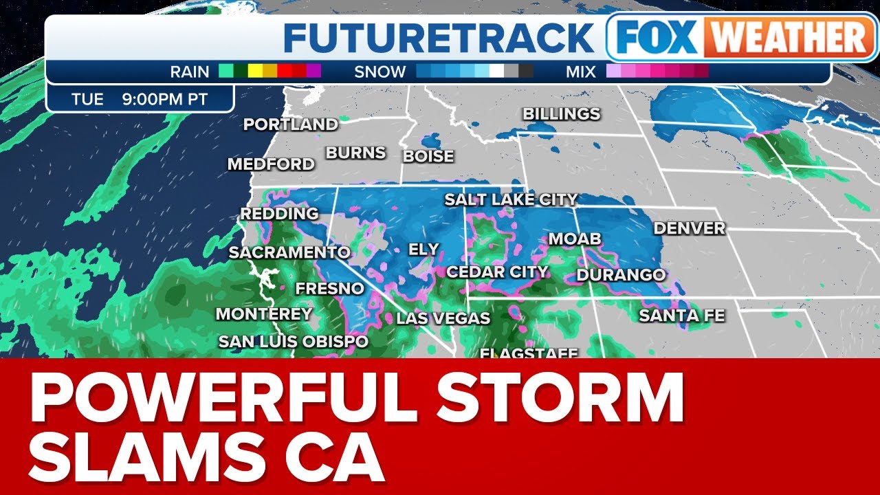 Dynamic Storm System Brings Heavy Rain, Snow, Strong Winds to CA - YouTube