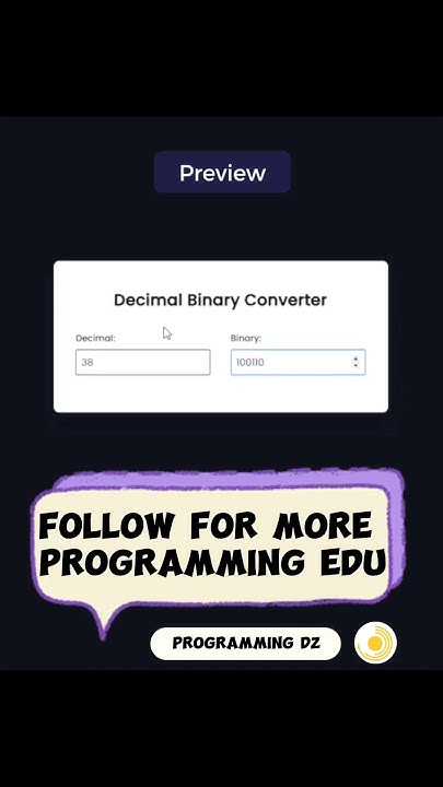 Converter Decimal Binary Programming Coding Html Css Javascript Python Youtube
