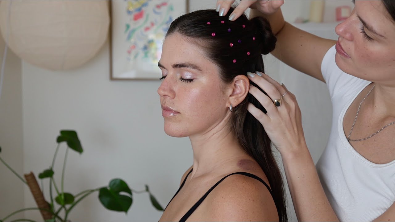 ASMR Perfectionist Sleek Updo W/ Gems & Glowy Makeup Look 💎💖 (Whisper ...