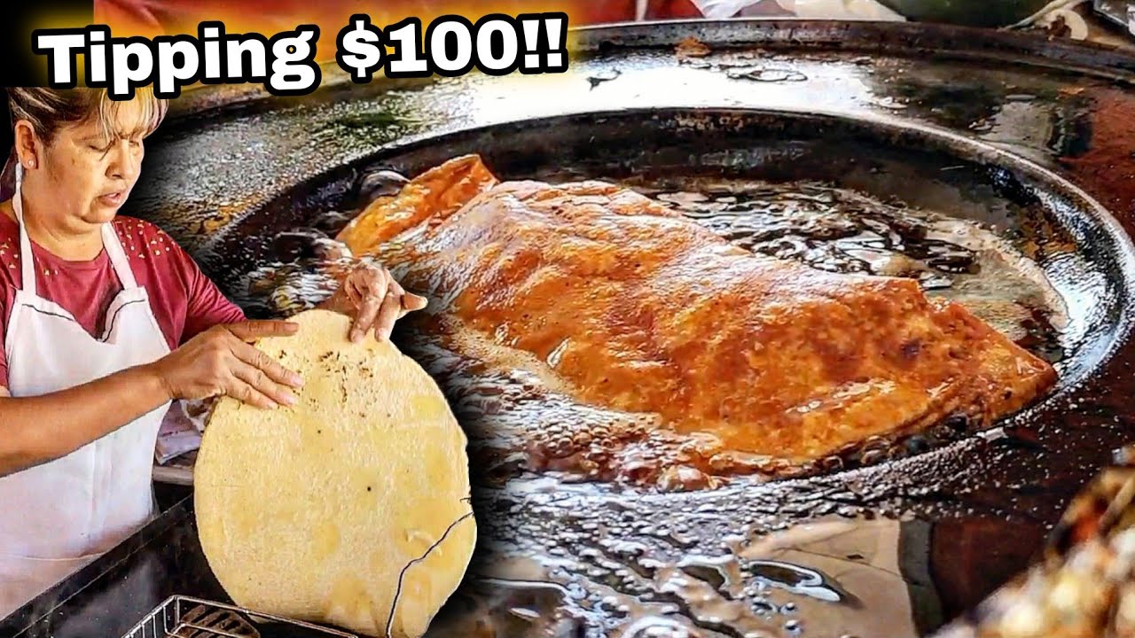 Monster DEEP FRIED Chicken Quesadilla - Mexican Street Food - Tipping ...