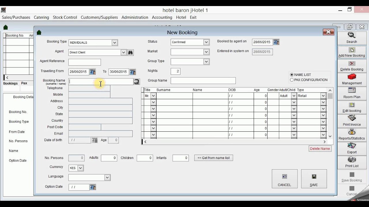 jHotel PMS Hotel Management Creating Booking Assigning Room - YouTube