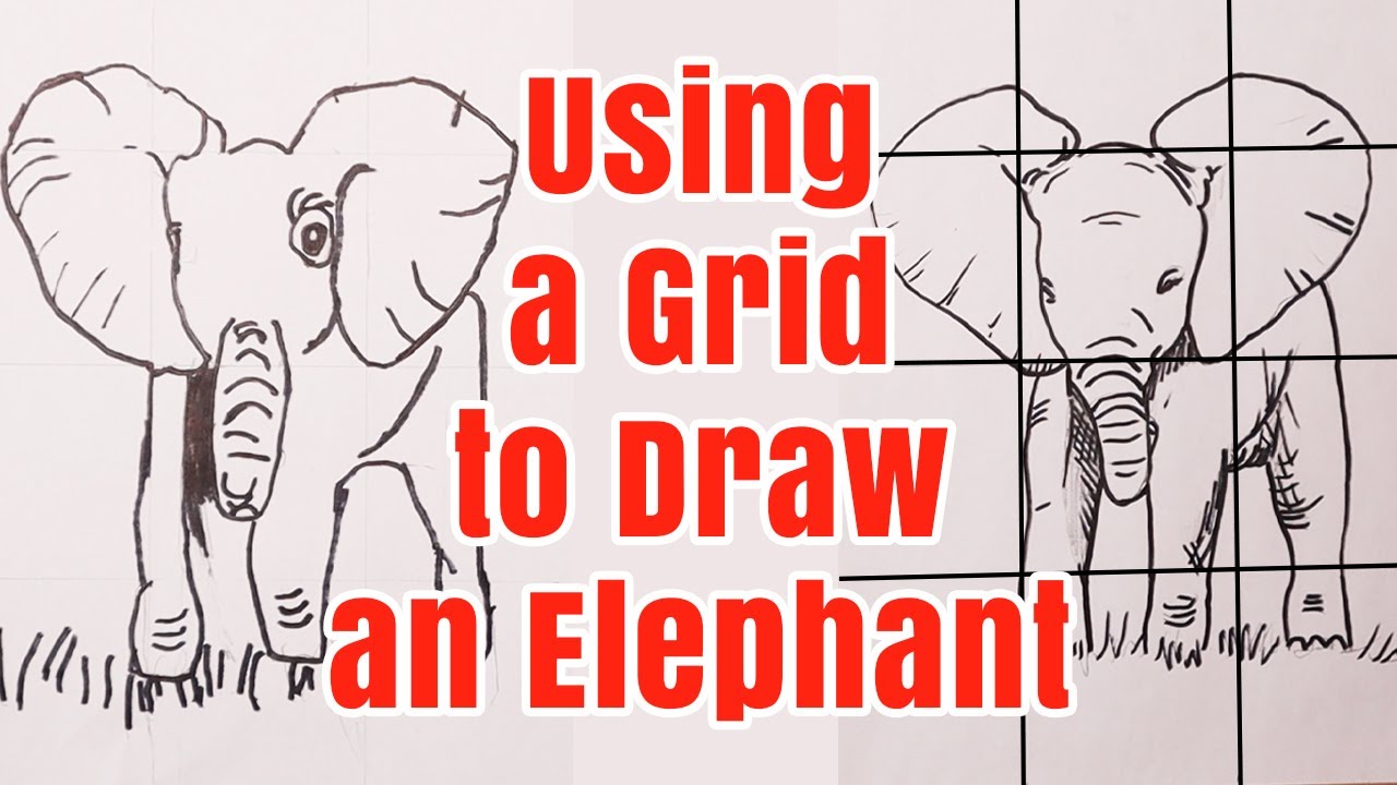 How to Draw an Elephant Using a Grid - Art Tutorial For Kids - YouTube