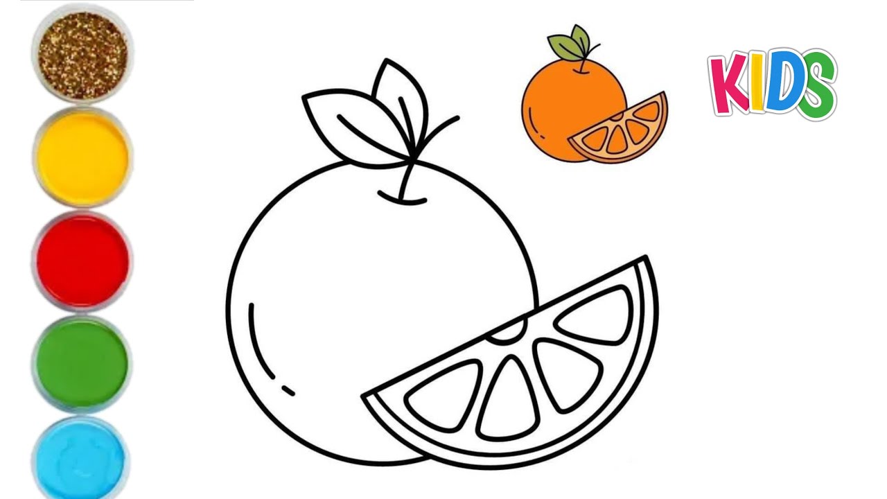 Easy Orange drawing for kids/ let's draw orange /colouring , painting ...
