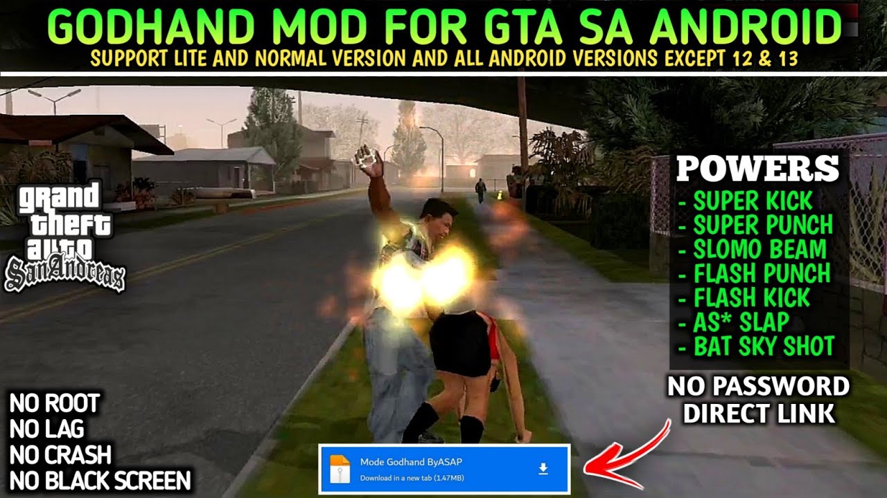 GTA SA SUPER POWER MOD for android - GOD HAND MOD🔥/ Support gta sa all ...
