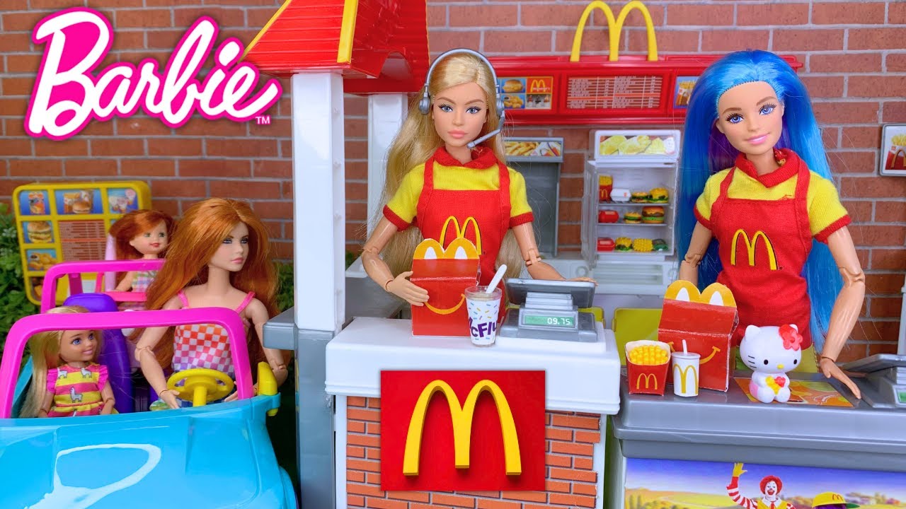 Barbie Doll Family McDonald's Drive Thru Happy Meal Story - YouTube