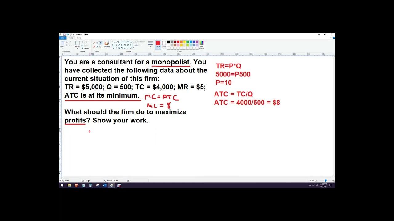 AP Micro practice question ATC minimum and profit maximization - YouTube