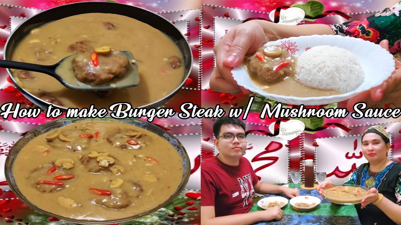 Homemade Burger Steak with Mushrooms and Gravy Sauce - YouTube
